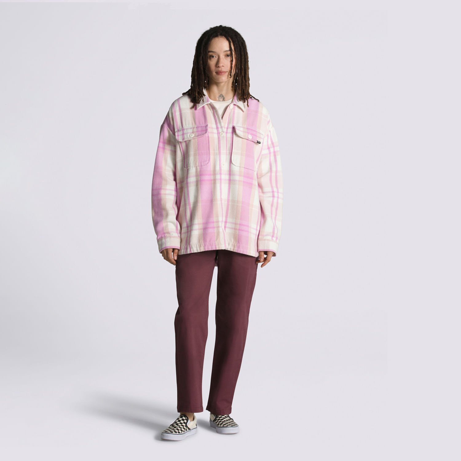 Chaqueta Eliza Os Woven Shacket Rose Smoke-Vans Chile