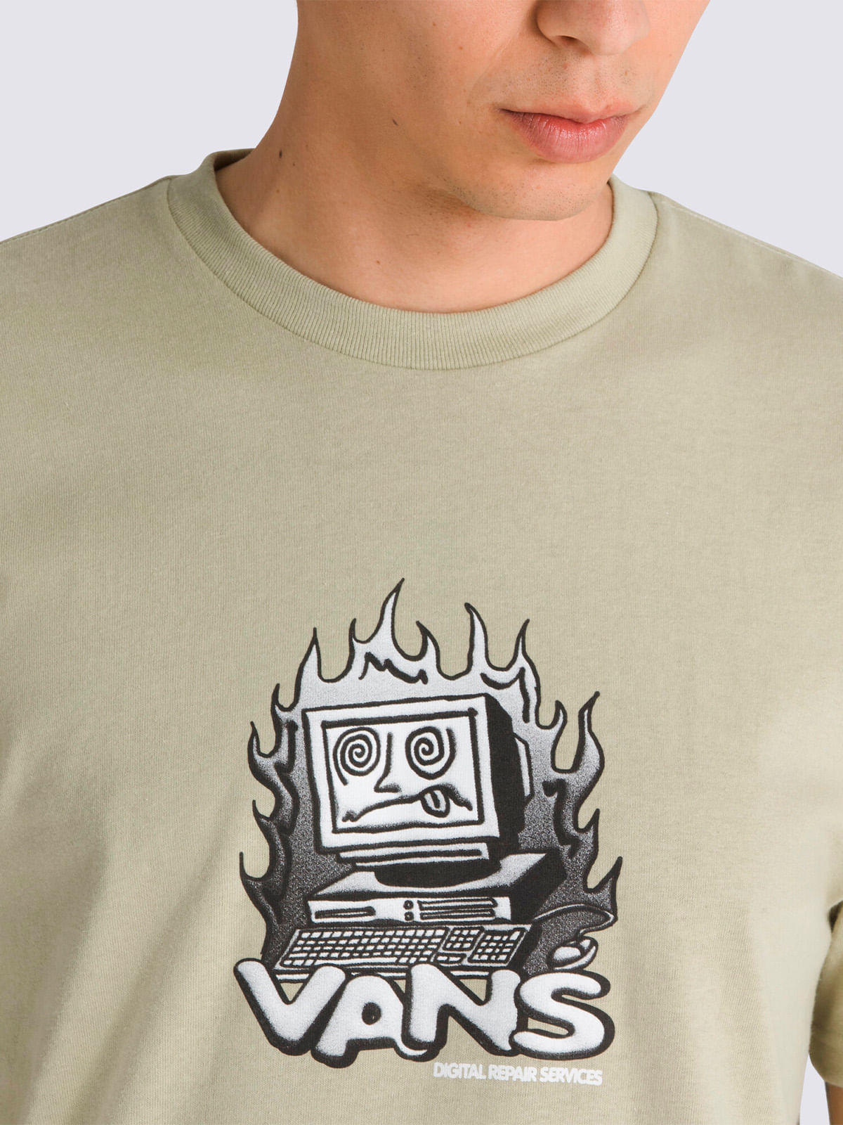 Polera Manga Corta Hombre Digital Repair Ss Verde Oscuro Vans-Vans Chile